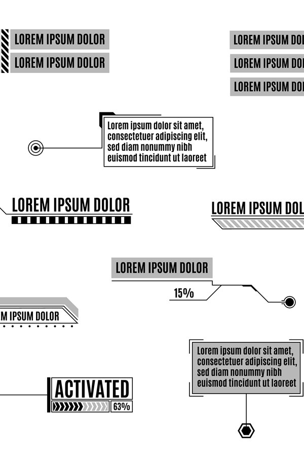 Callouts. HUD Callout bar labels with title, Futuristic call