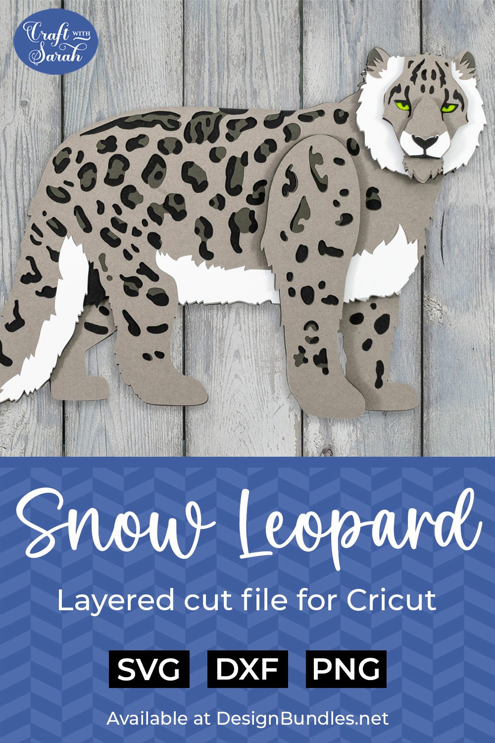 Snow Leopard SVG | 3D Layered Snow Leopard Cut File