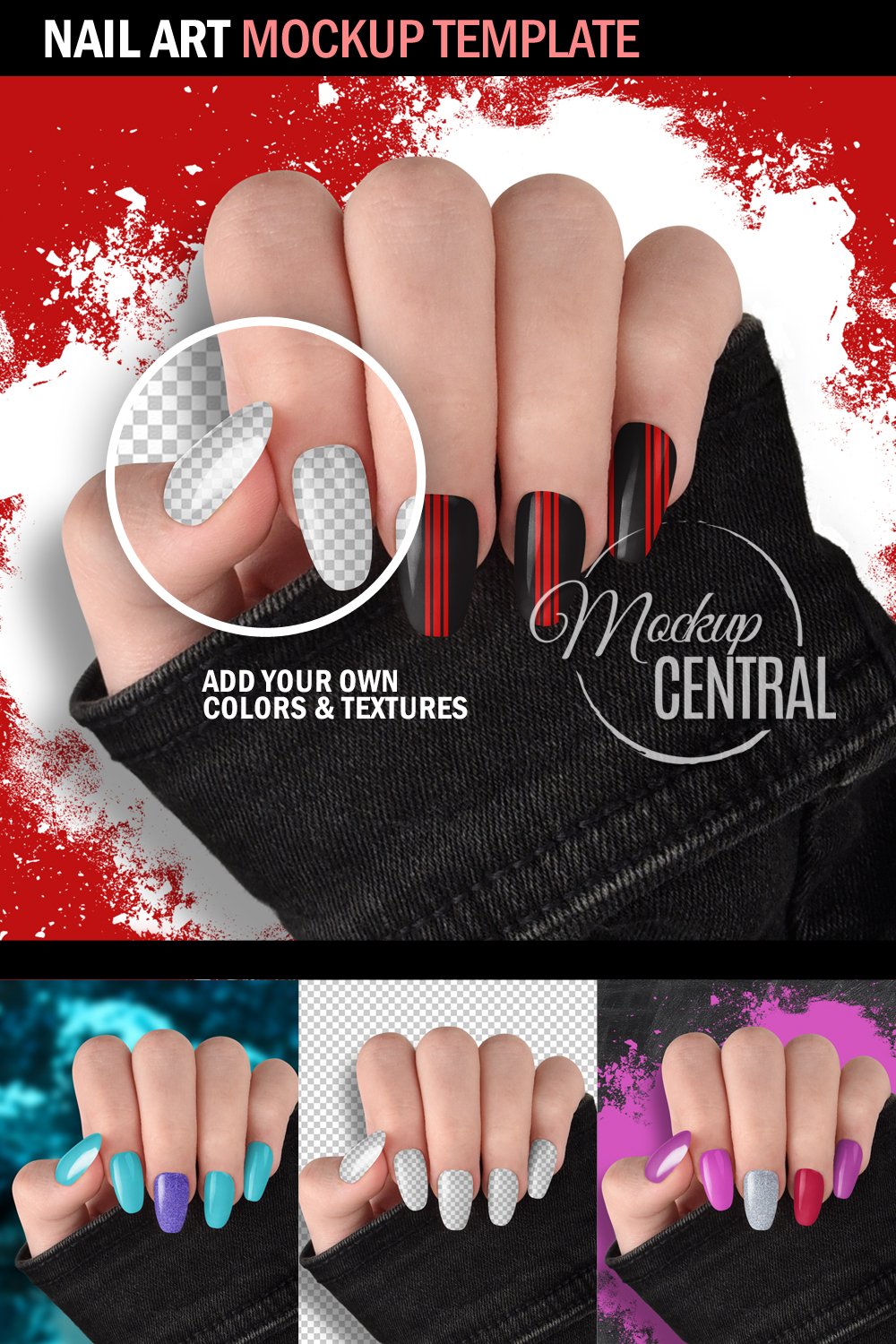 Finger Nail Mockup, Beauty Manicure Nails PSD File (1861528)