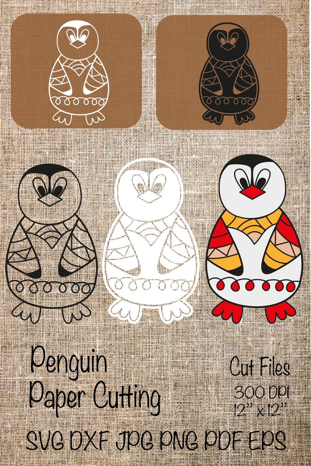 Penguin SVG. Penguin Cut Files. Penguin Paper Cut