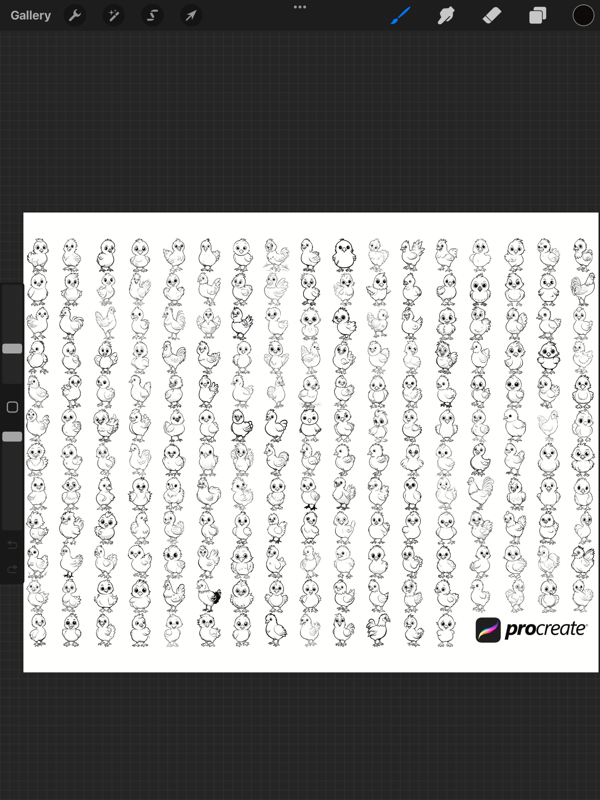 Cartoon Chickens Set 1 Procreate Brush Stamps, 200 Birds