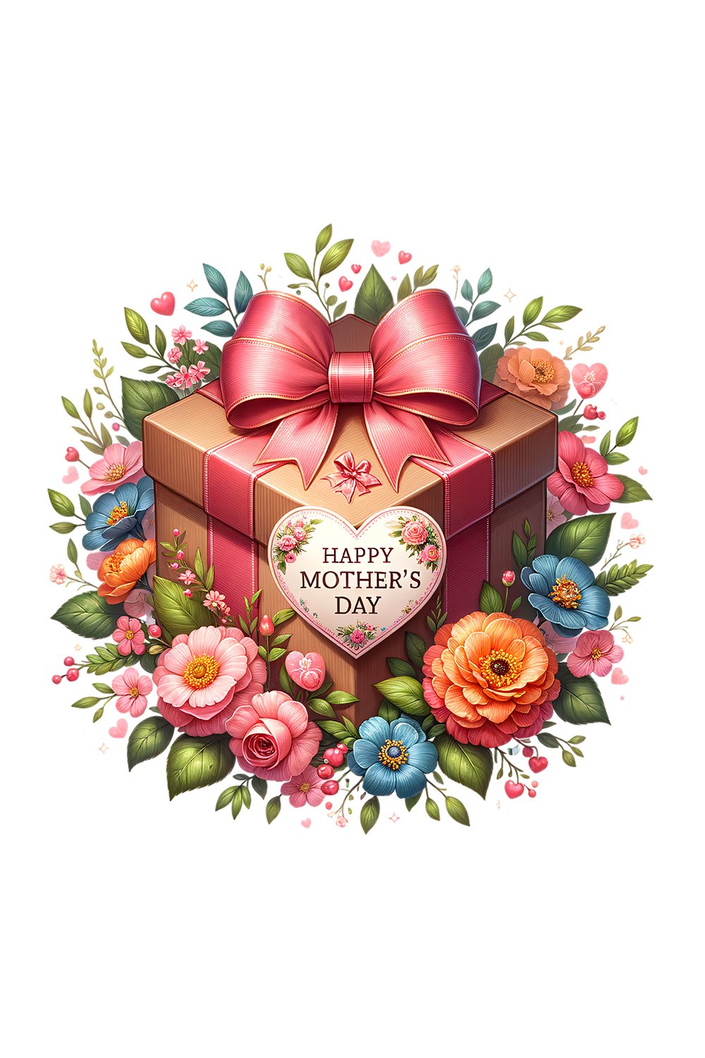 Mothers Day Gift Box with florals Clipart (3818418)