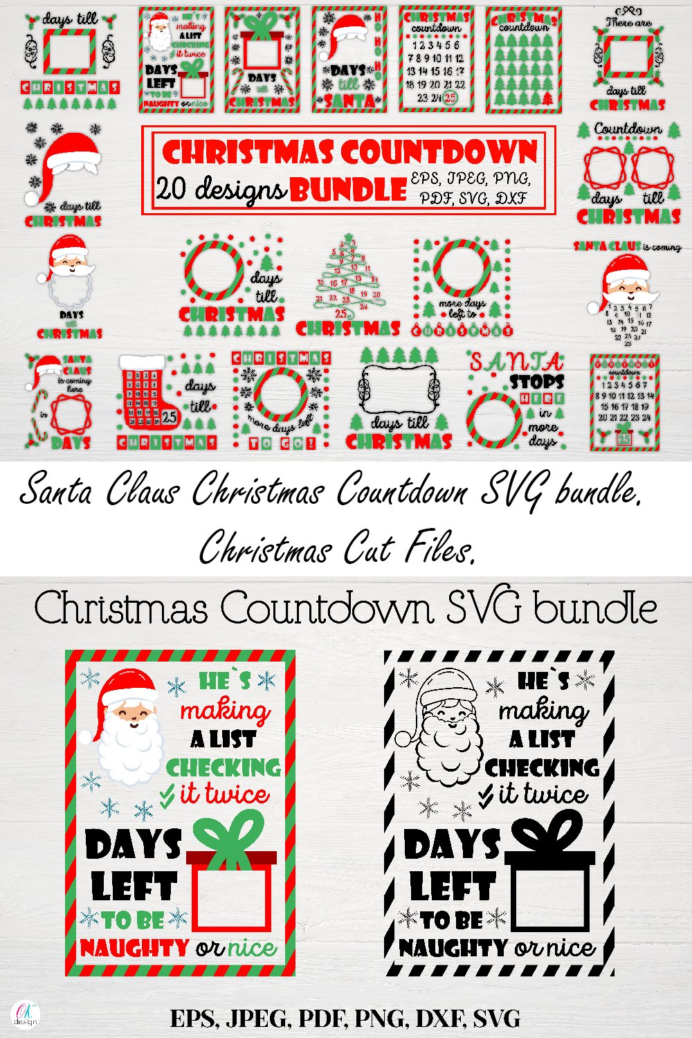 Santa Claus Christmas Countdown SVG bundle.