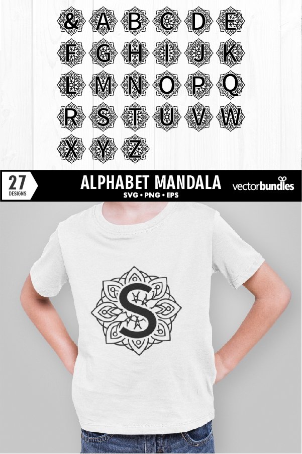Alphabet mandala svg designs
