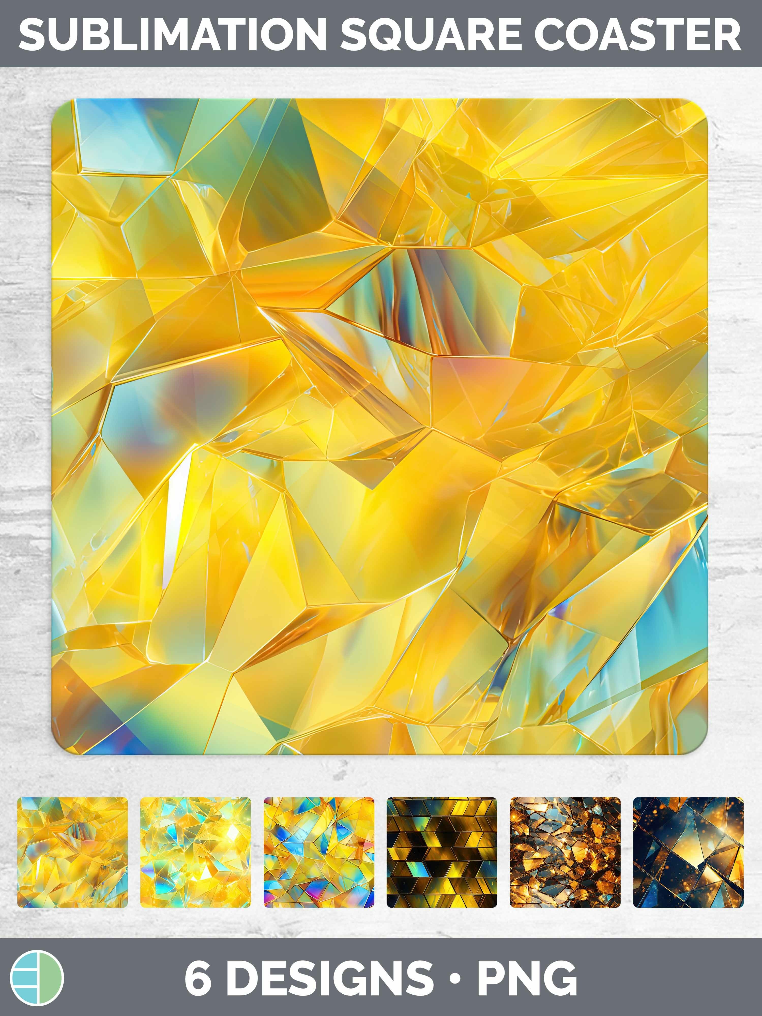 Holographic Yellow Square Coaster | Bundle Coaster Designs
