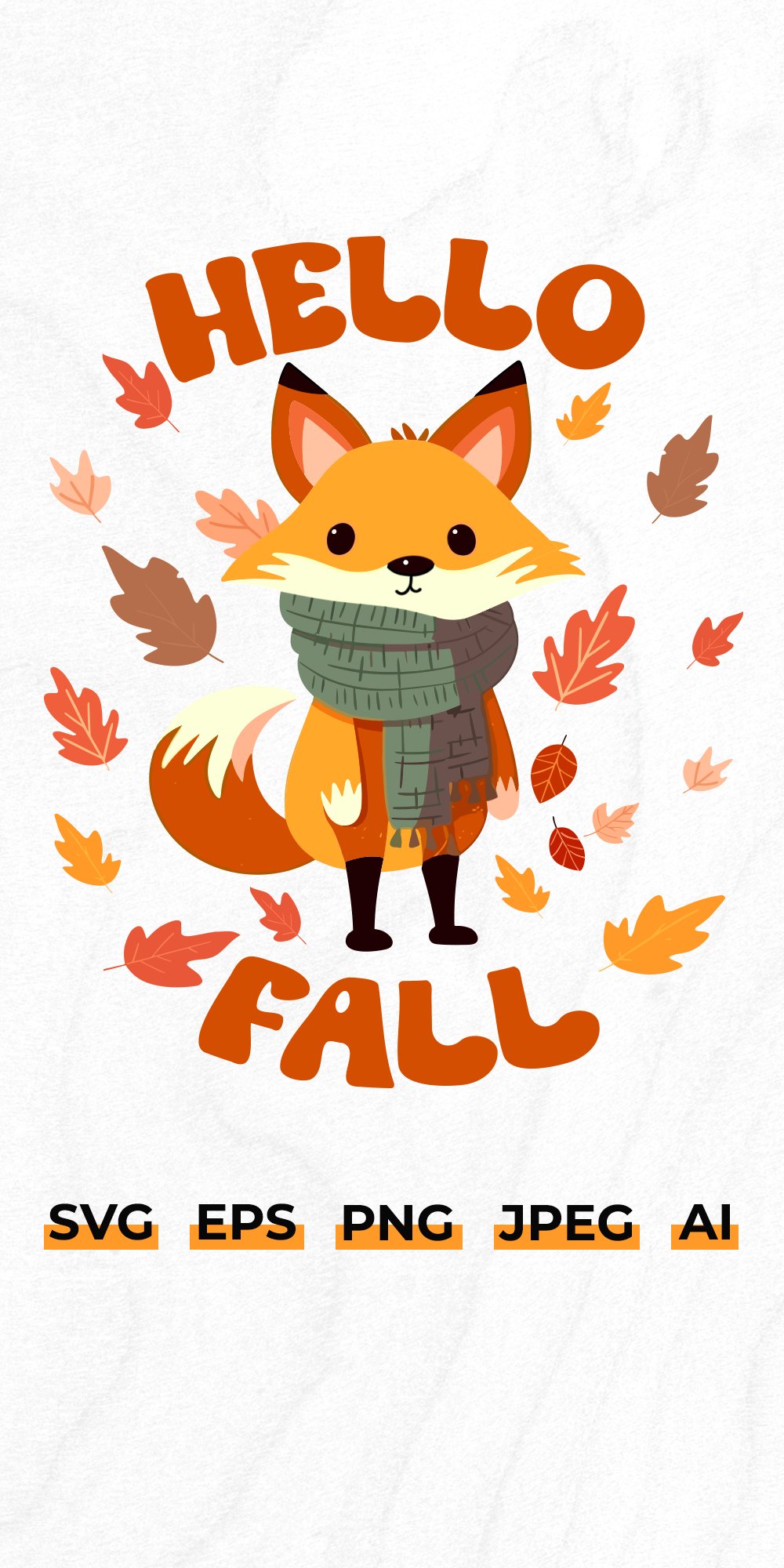 Hello Fall Autumn Fox Sublimaton Design SVG