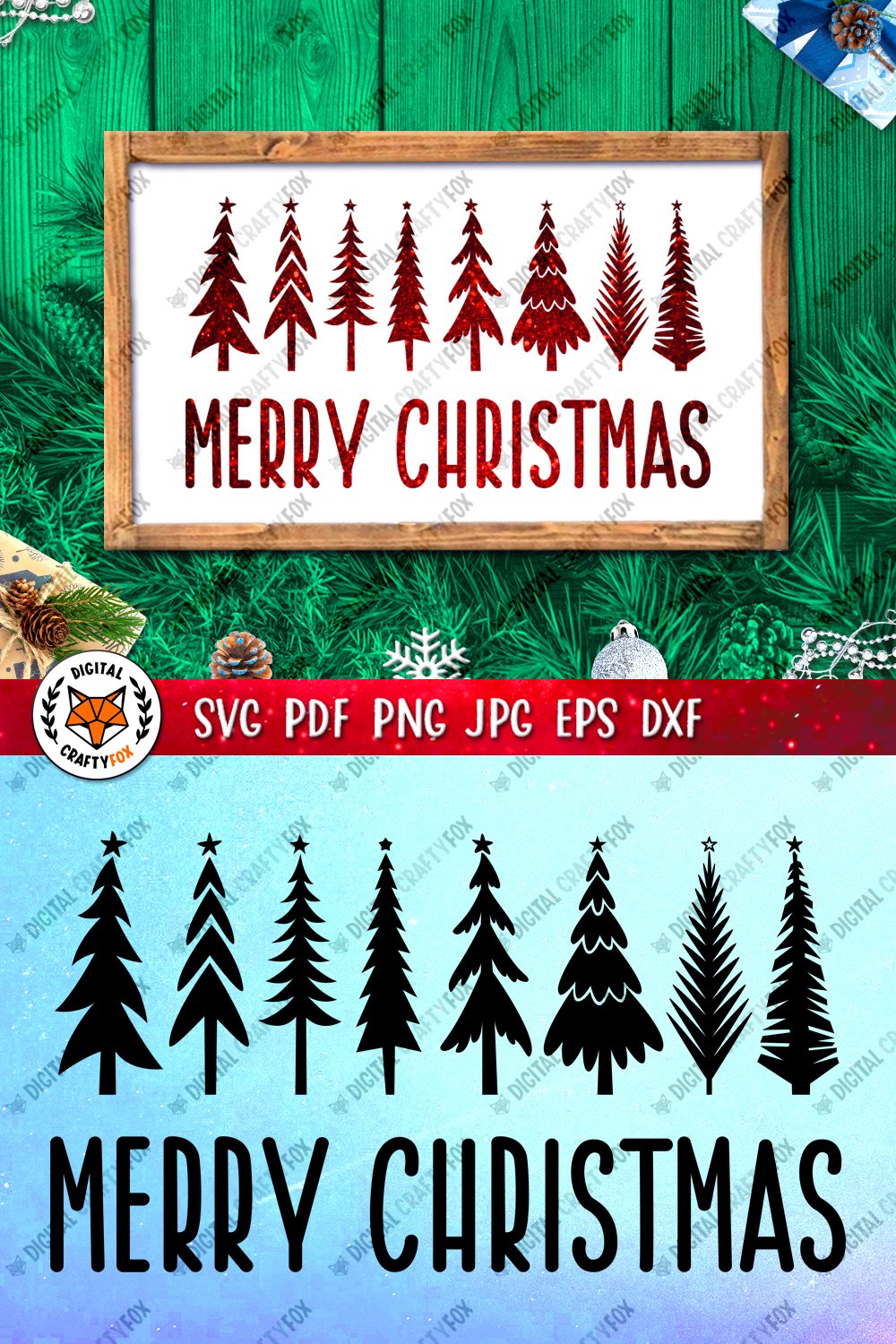 Merry Christmas Tree SVG, Christmas Trees Cut File SVG