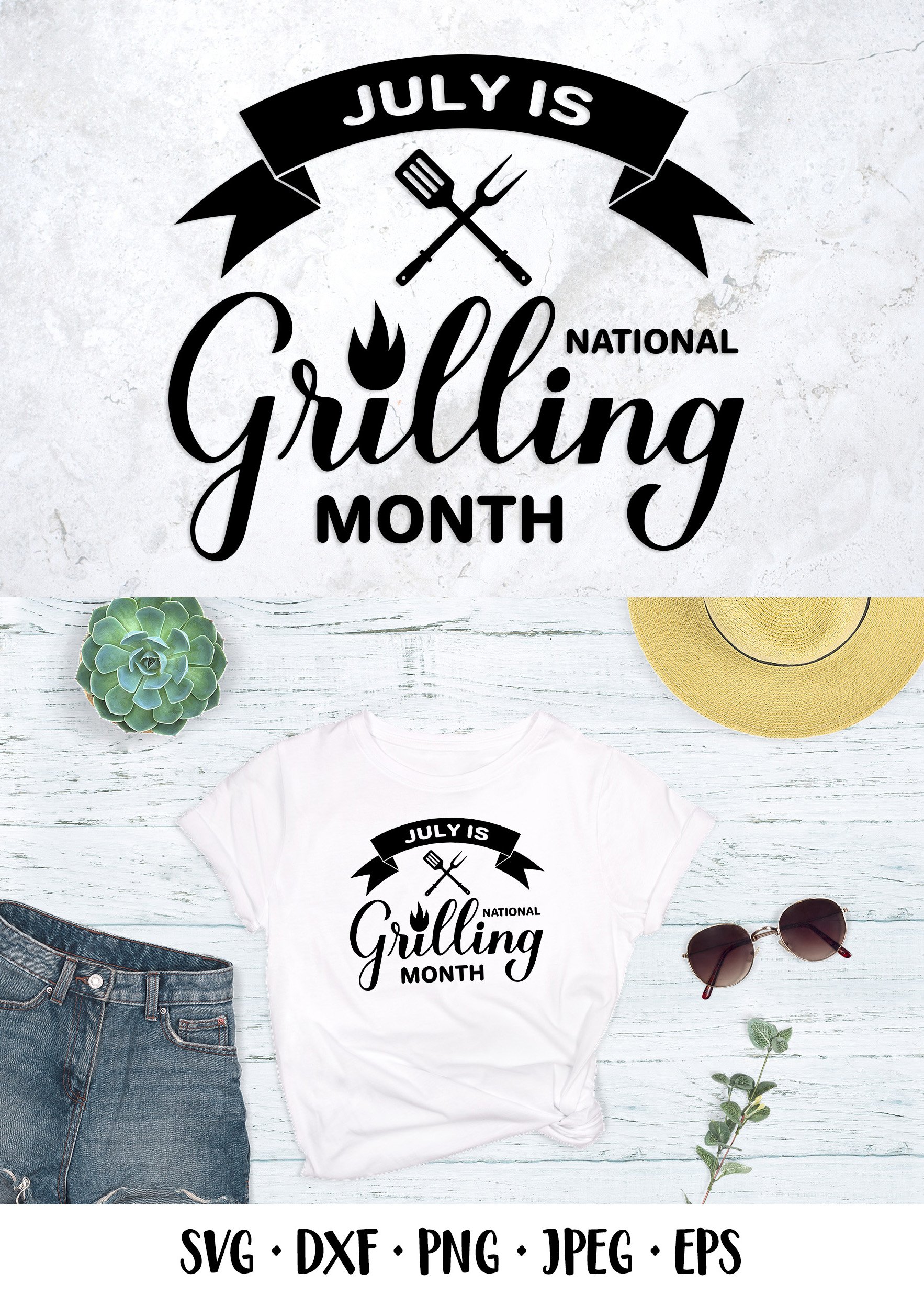 July is National grilling month SVG cut file. Grill SVG