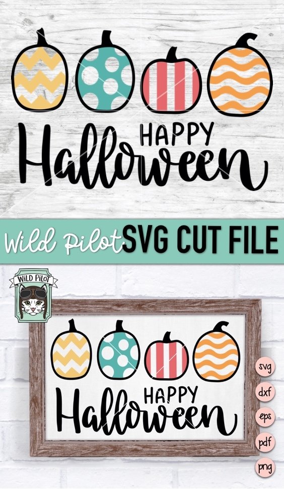Happy Halloween SVG Cut File, Pumpkins SVG Cut File