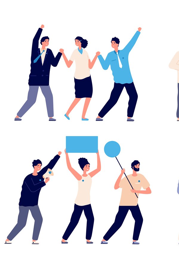 Election characters. Political candidate, vote places. Woman