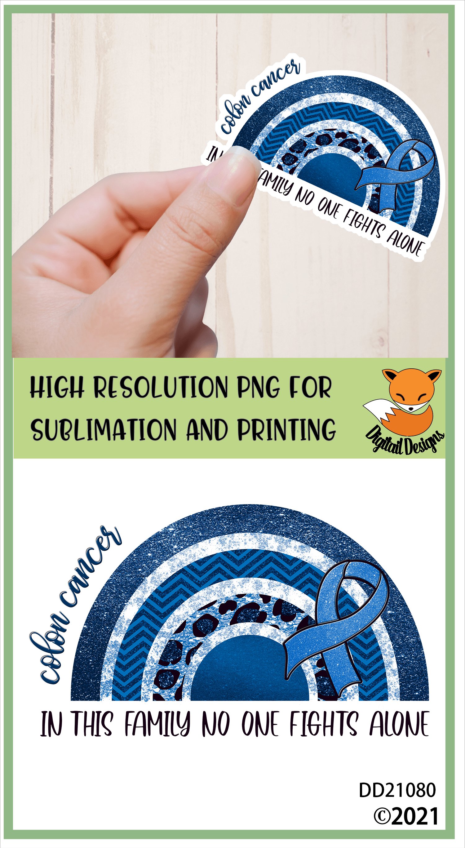 Colon Cancer Awareness Rainbow Sublimation