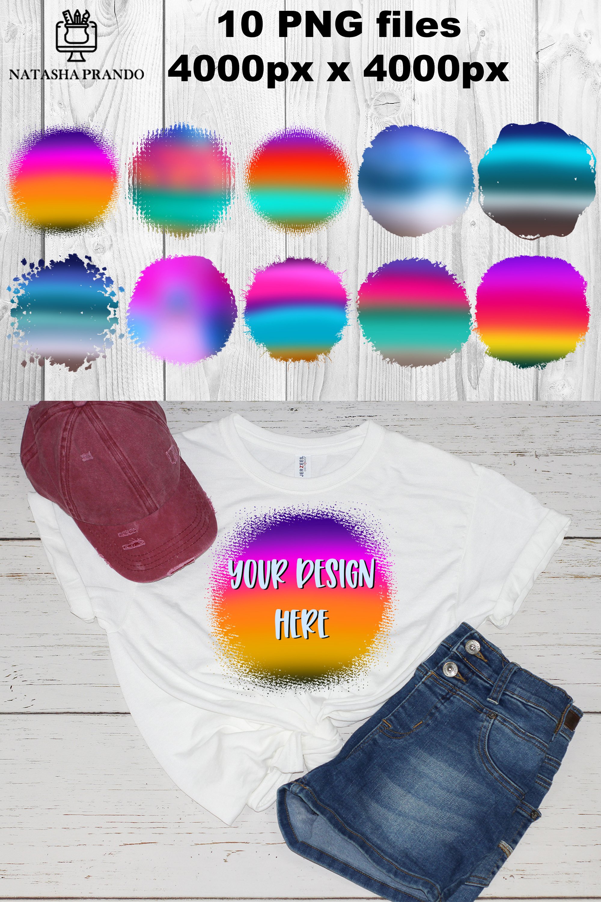 Ocean Gradient Sublimation Patches, Beach tshirt design png