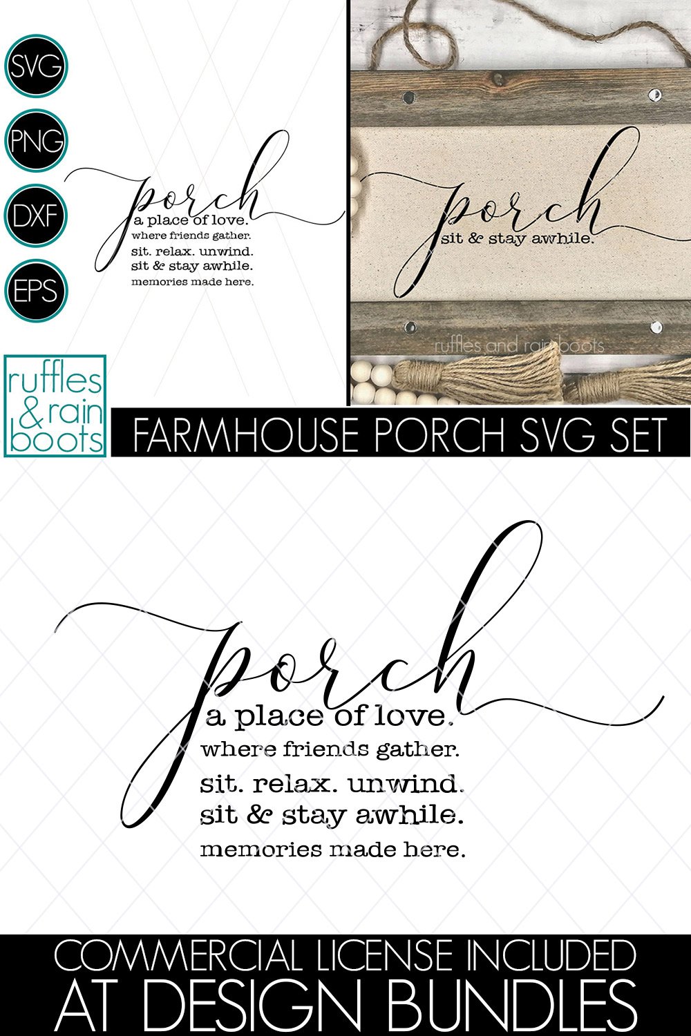 Farmhouse Porch SVG Bundle for Signs, Decor, and Gifts