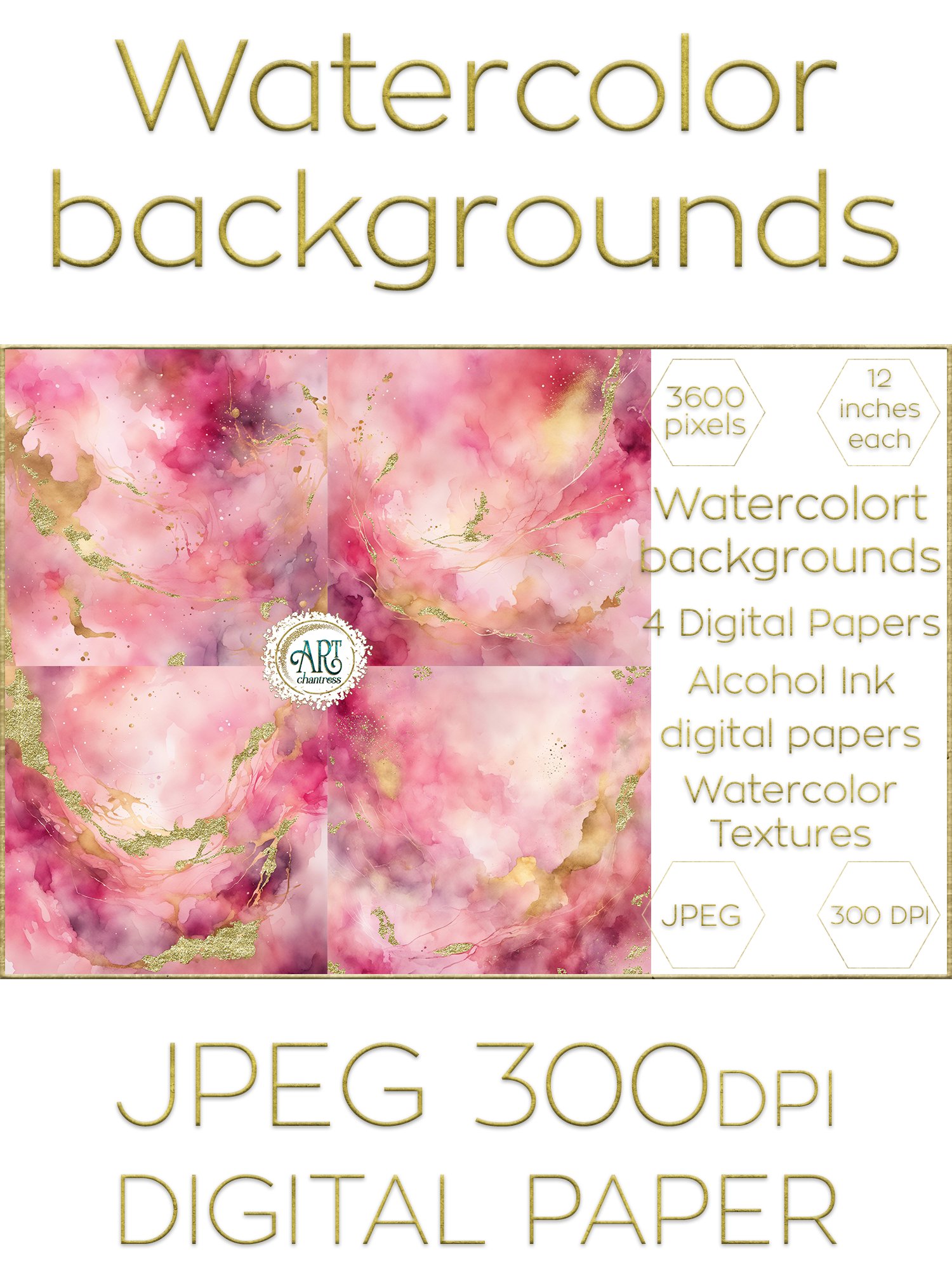Soft Watercolor Digital Papers Abstract Pink Paper (2897901)