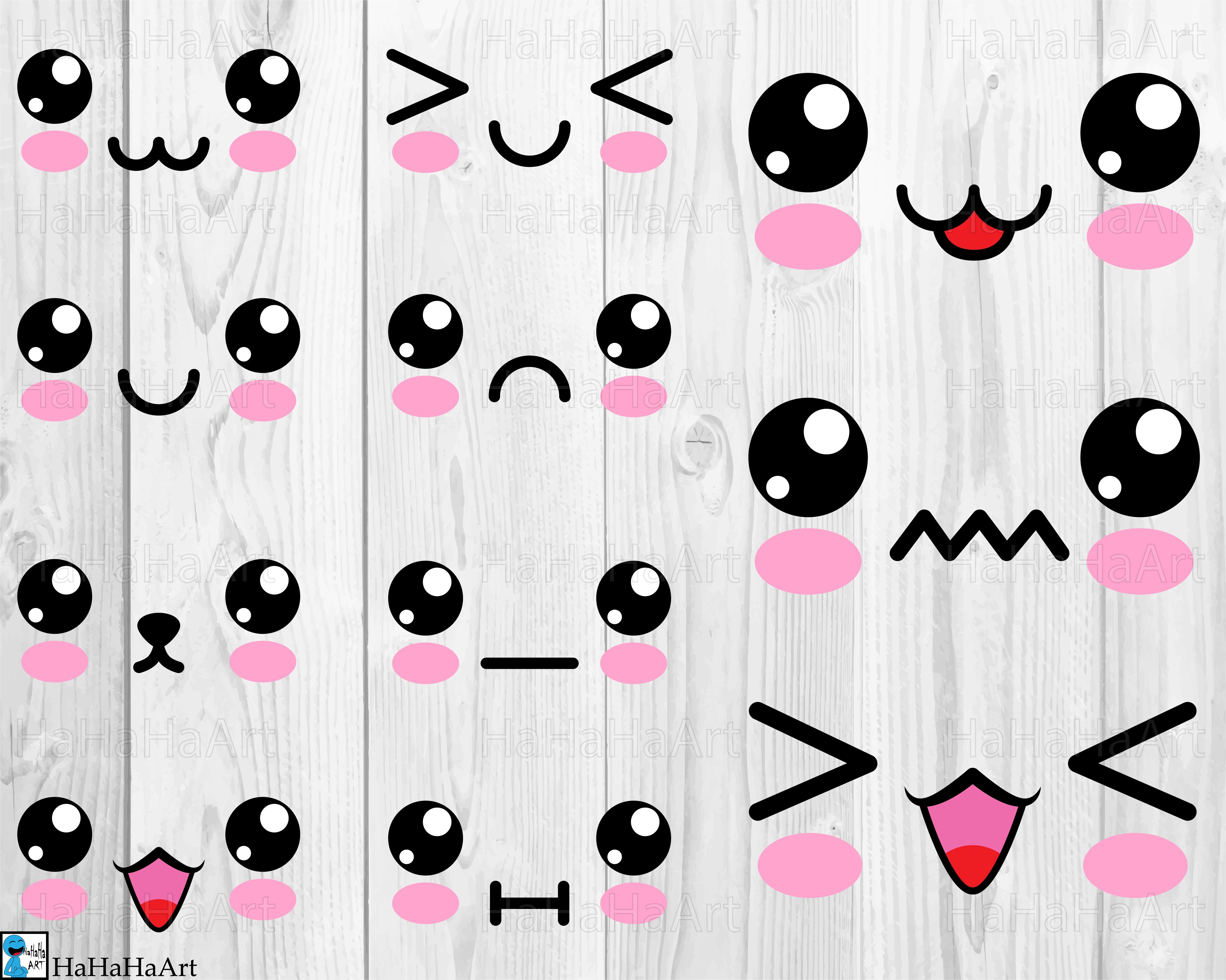 Kawaii Faces Designs - Clip art / Cutting Files 1519c