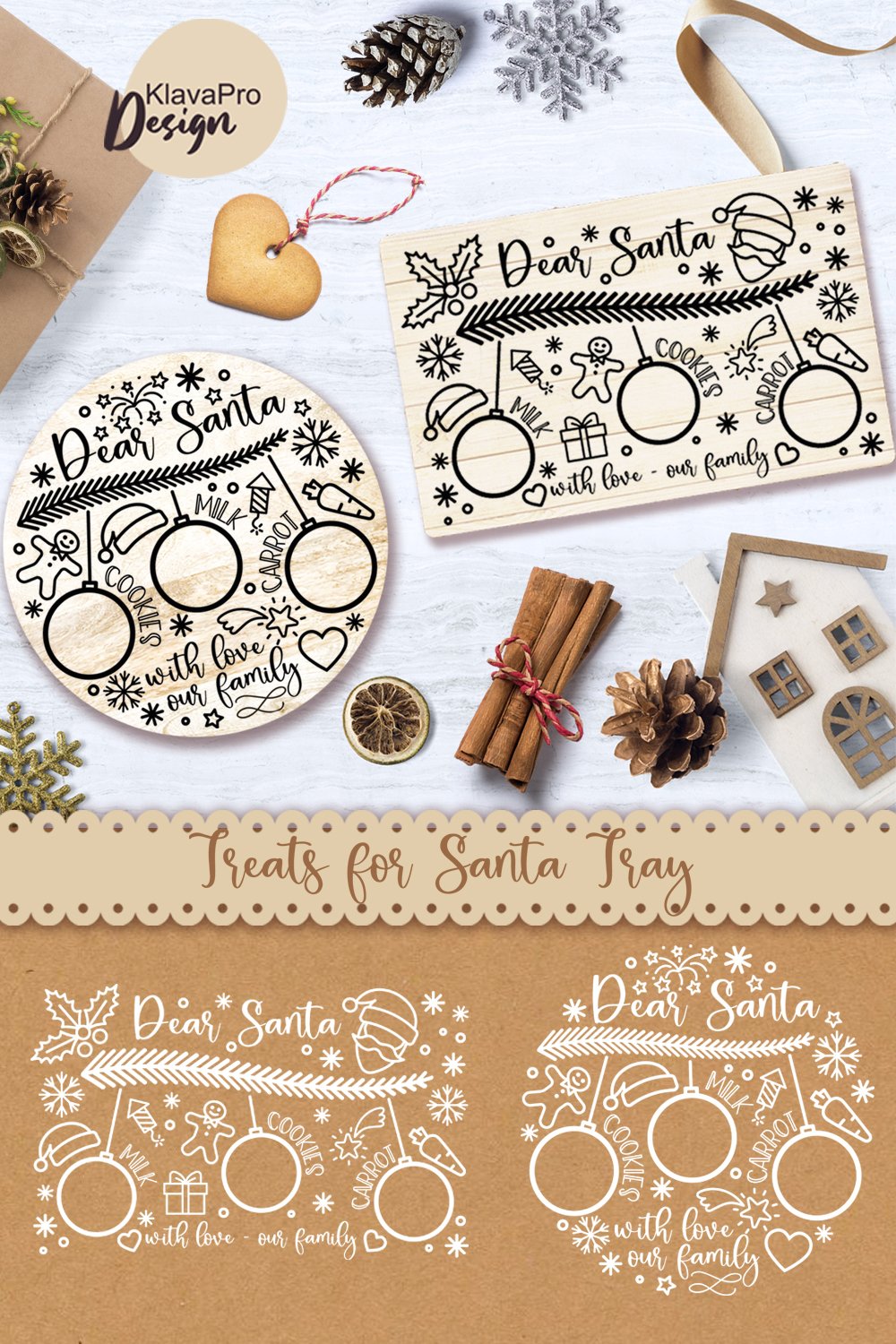 Christmas Santa Tray SVG Dear Santa round and rectangular