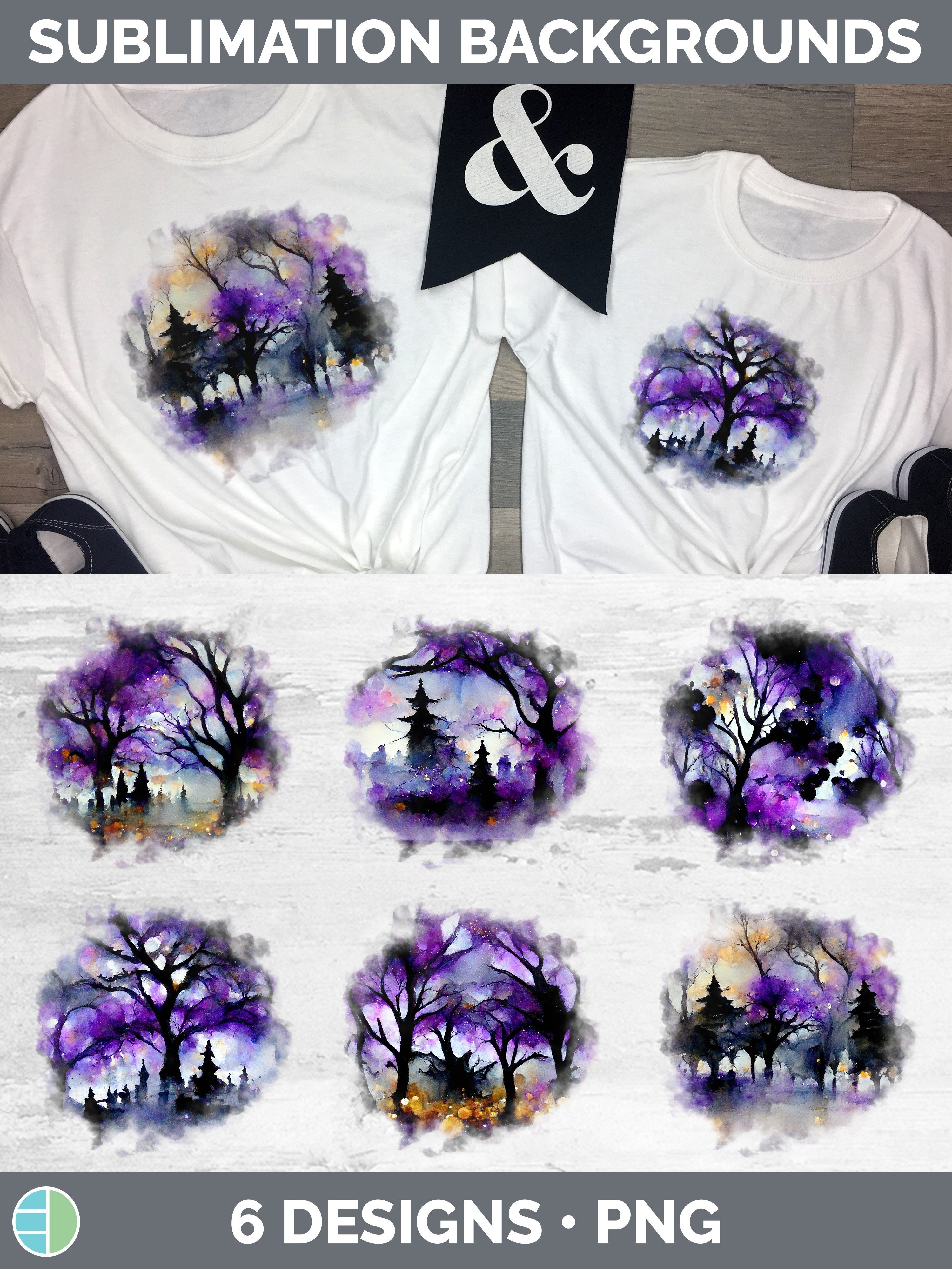 Halloween Spooky Trees Background | Grunge Sublimation Backg