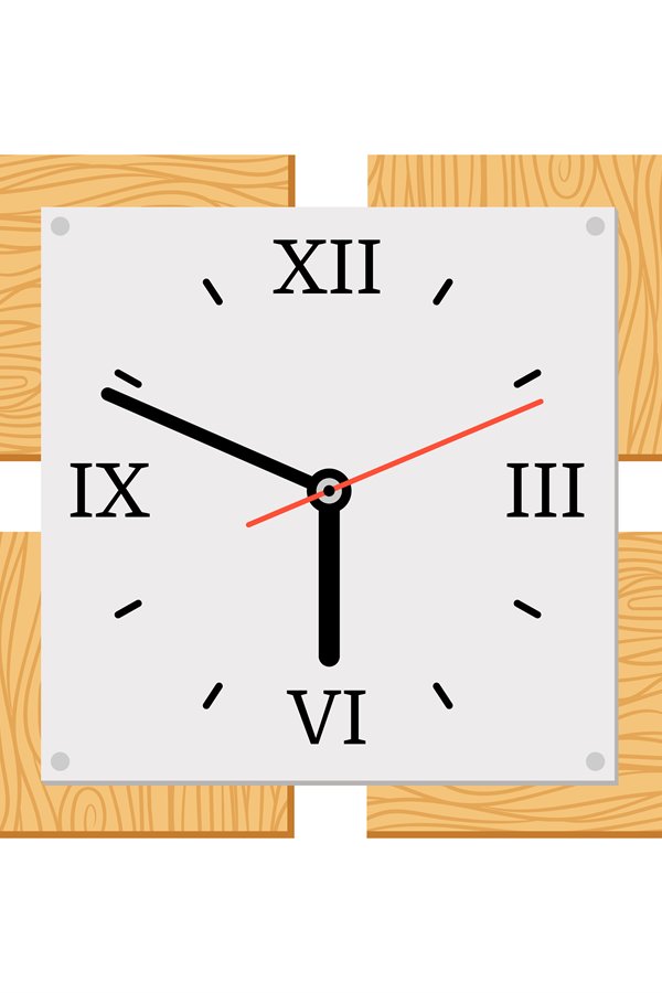 Square modern wooden wall clock