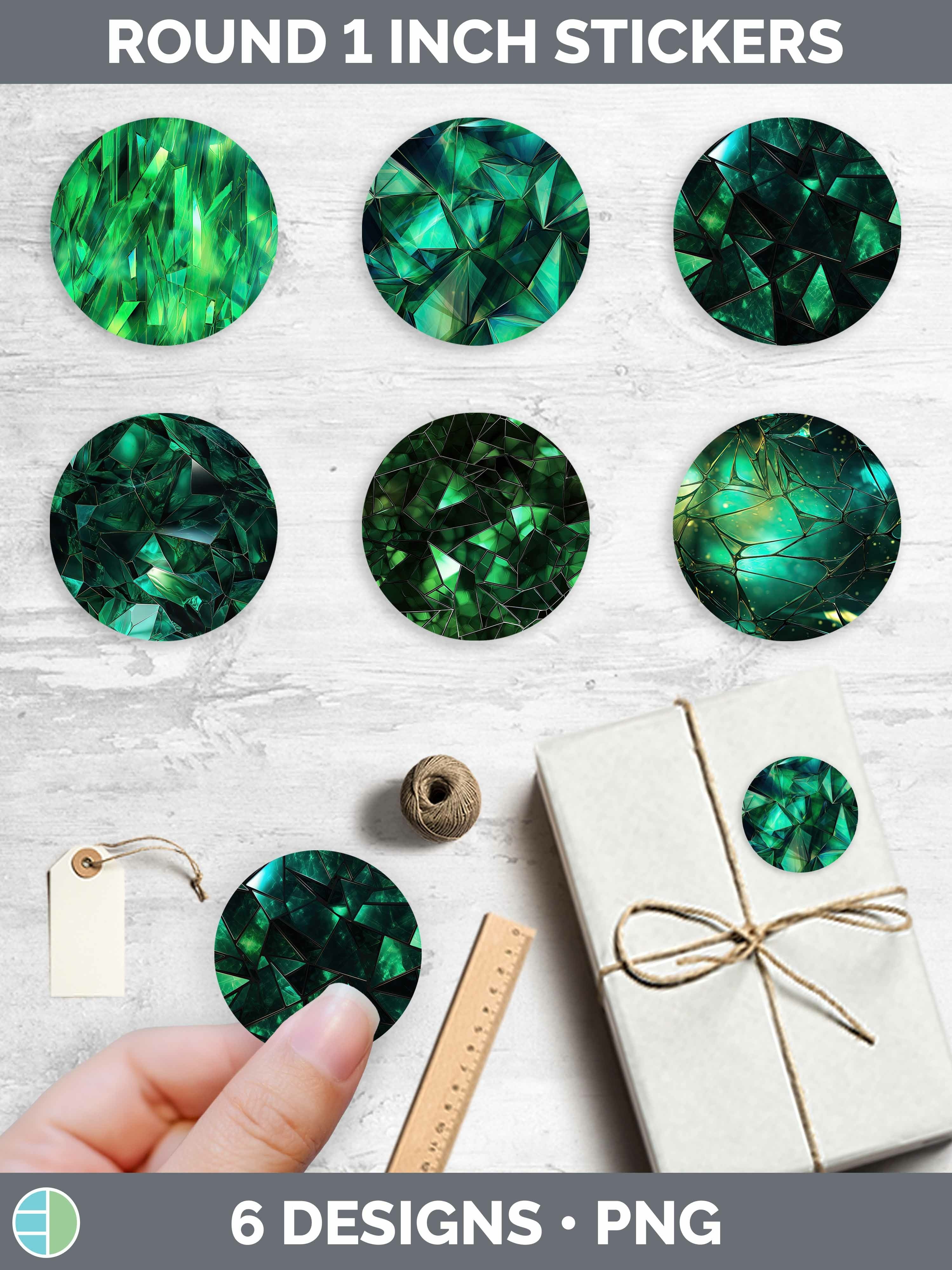 Holographic Green Stickers | Round Labels Bundle