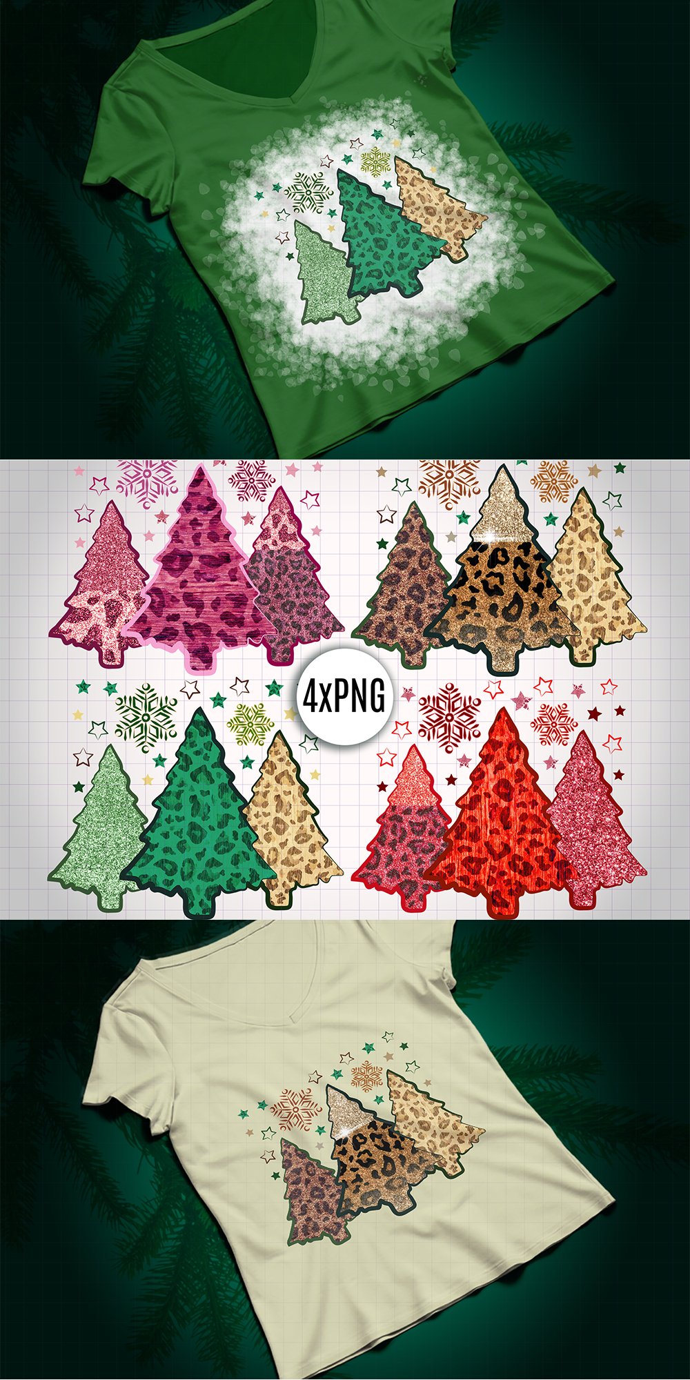Leopard Christmas Tree Sublimation Bundle, Leopard PNG