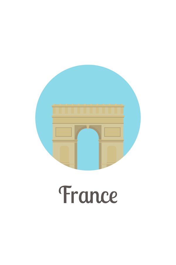France arch landmark isolated round icon