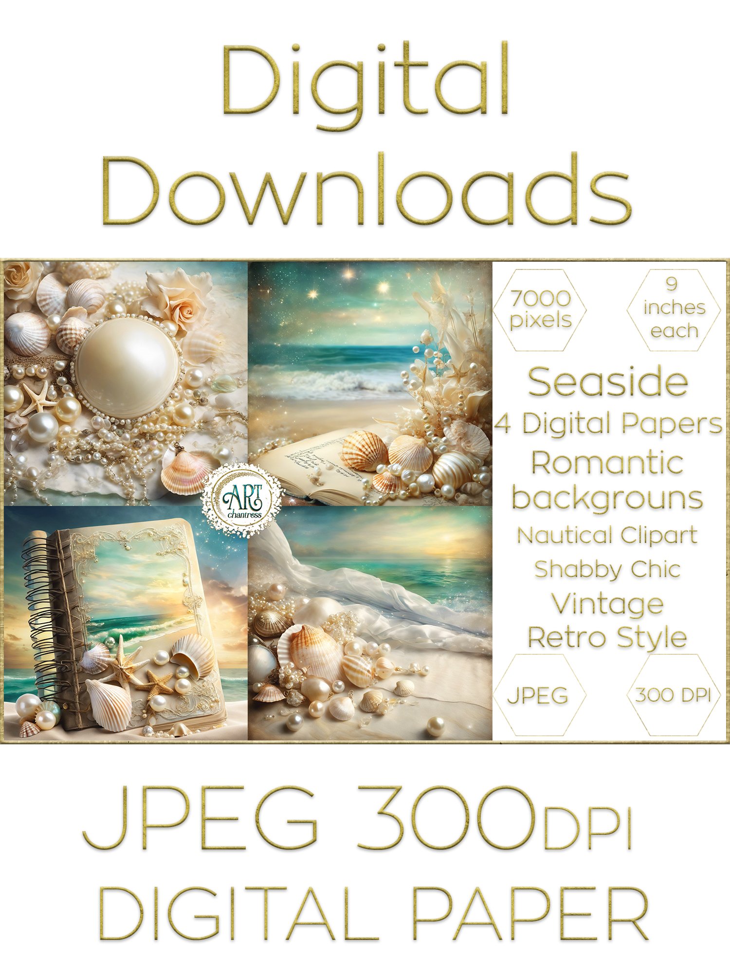 Seaside Watercolor Nautical Romantic Digital (3876463)