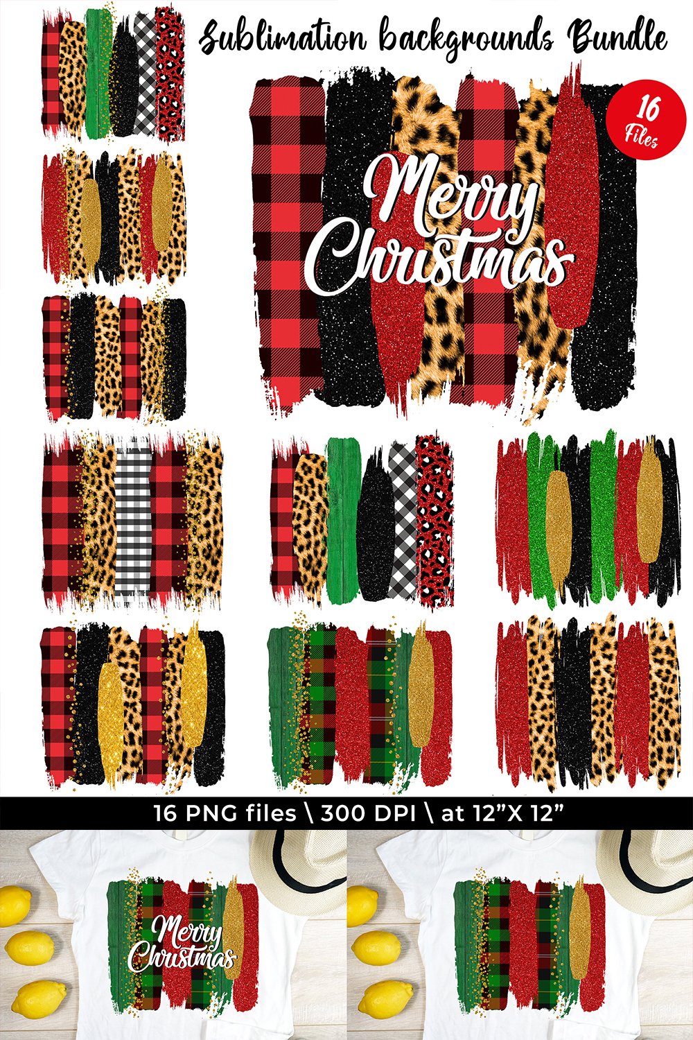 Christmas brush stroke sublimation backgrounds Bundle, PNG