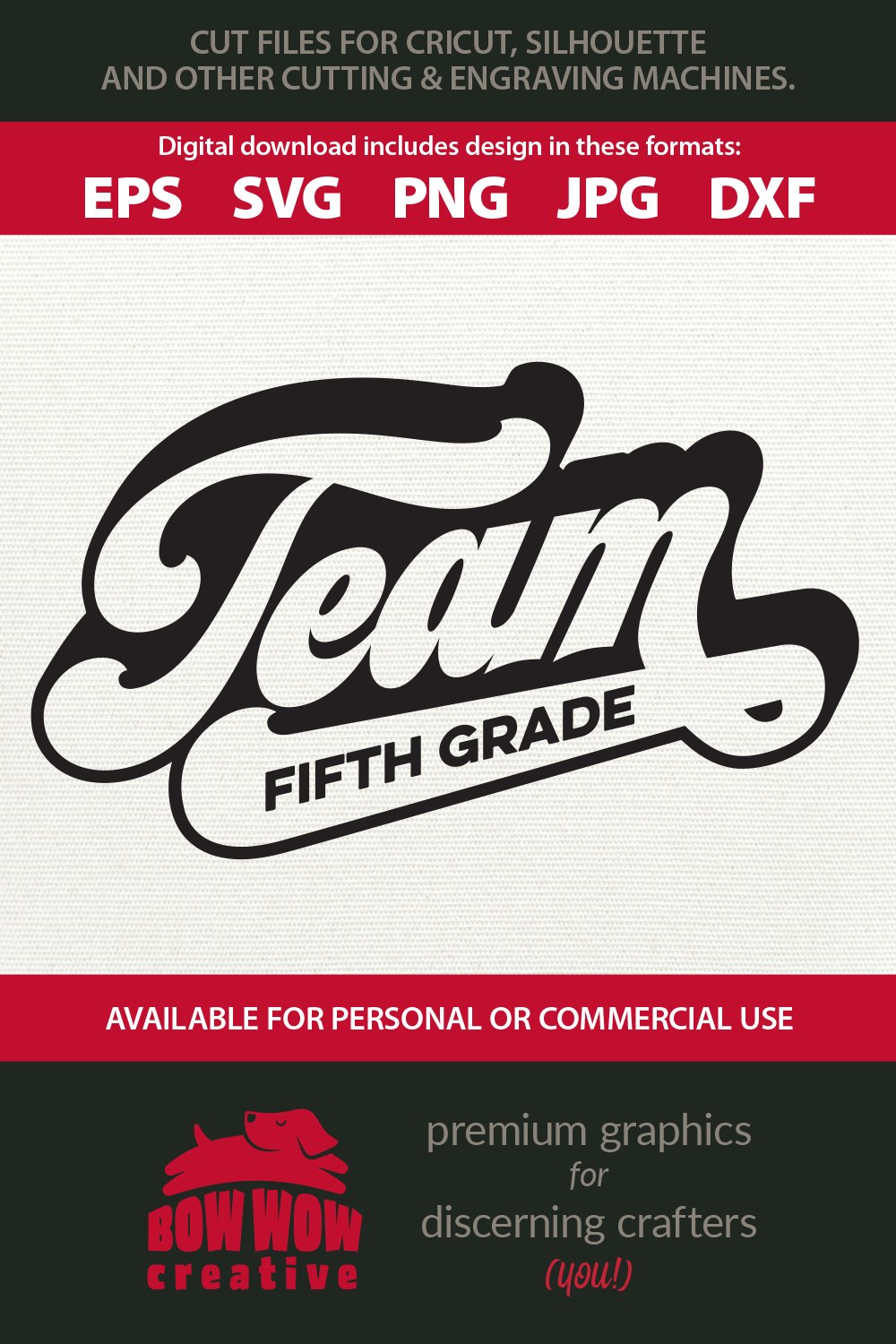 Team Fifth Grade- Back to School Cutting File & Clipart