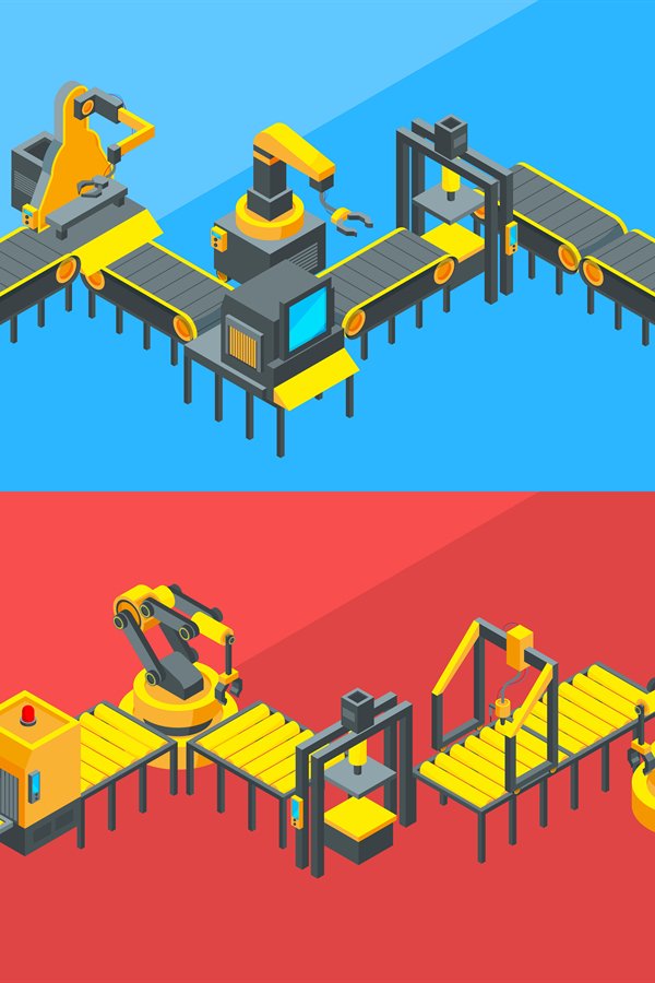 Vector isometric conveyor elements concept (829013)