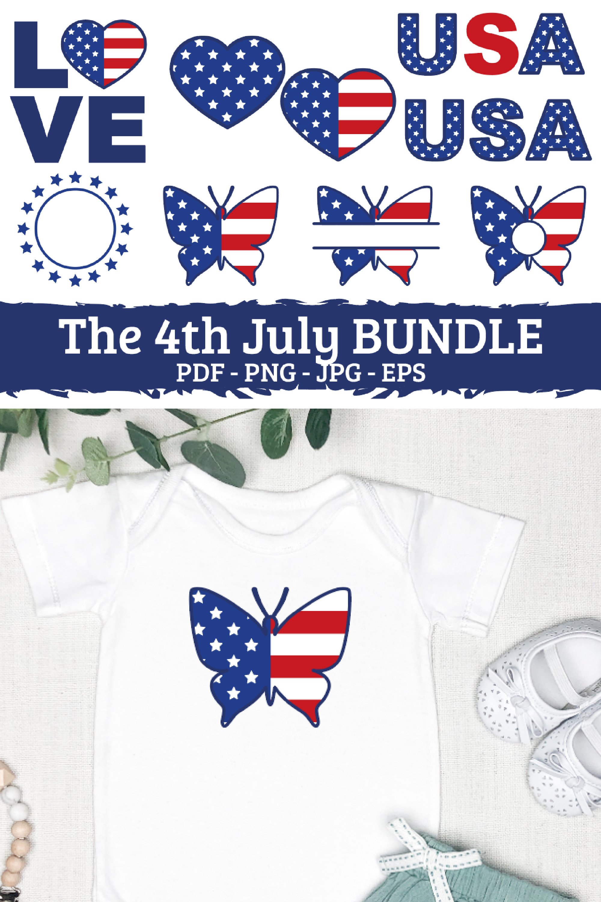 The 4th July, USA, patriotic bundle PDF EPS PNG JPG