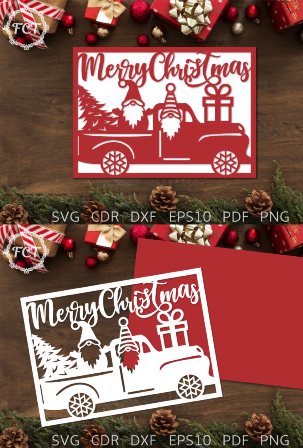 Merry Christmas Gnome card SVG | Christmas Gnomes Car Cricut