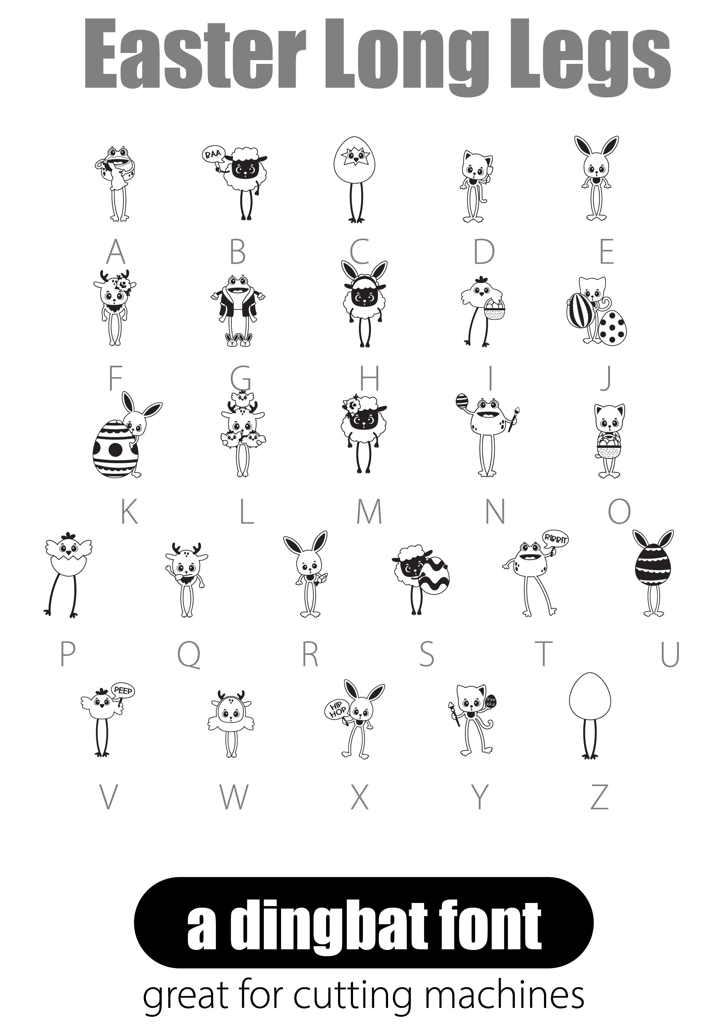 Two Easter Dingbat Fonts with 52 creative images