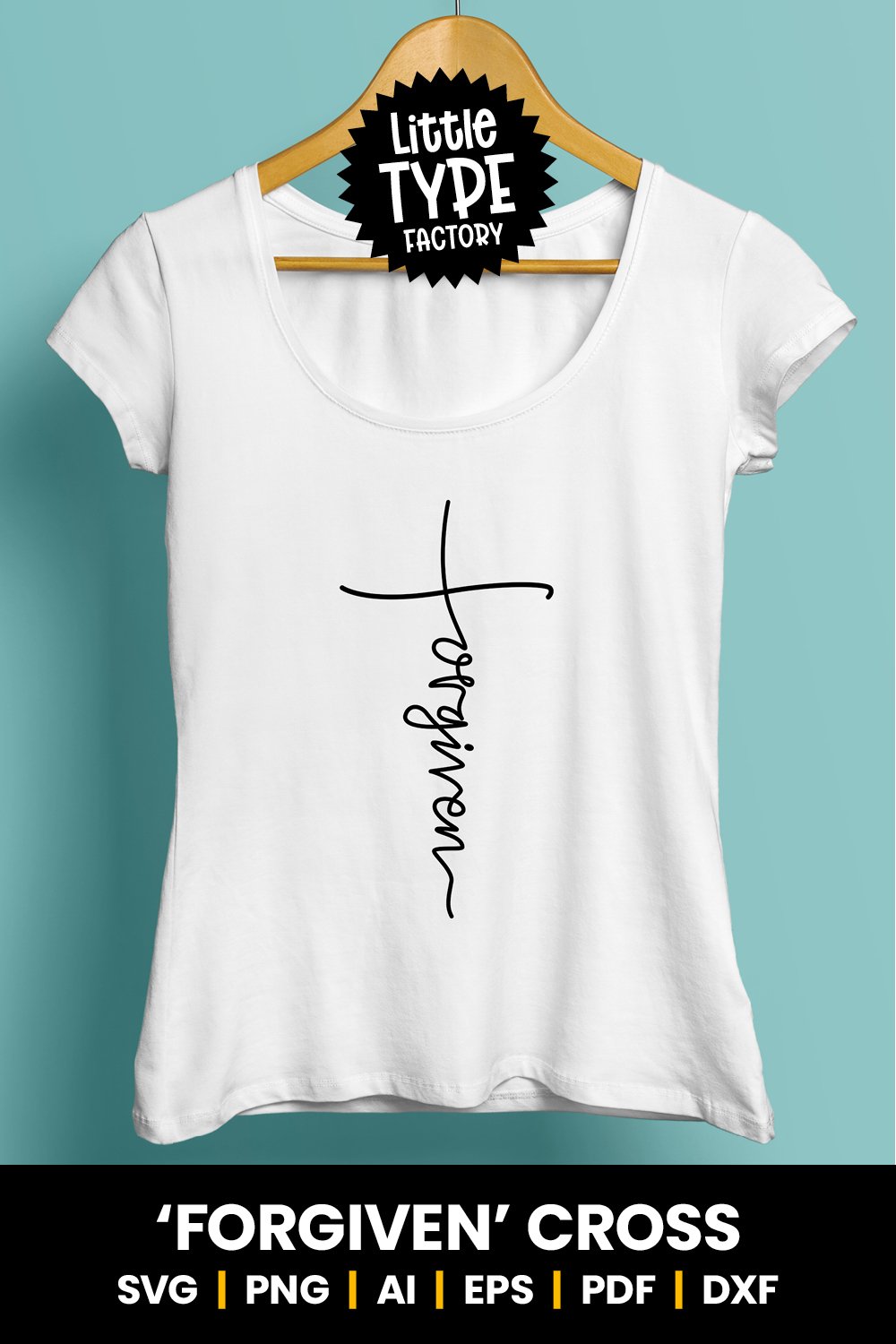 'Forgiven' Cross - Handwritten Word SVG Digital File