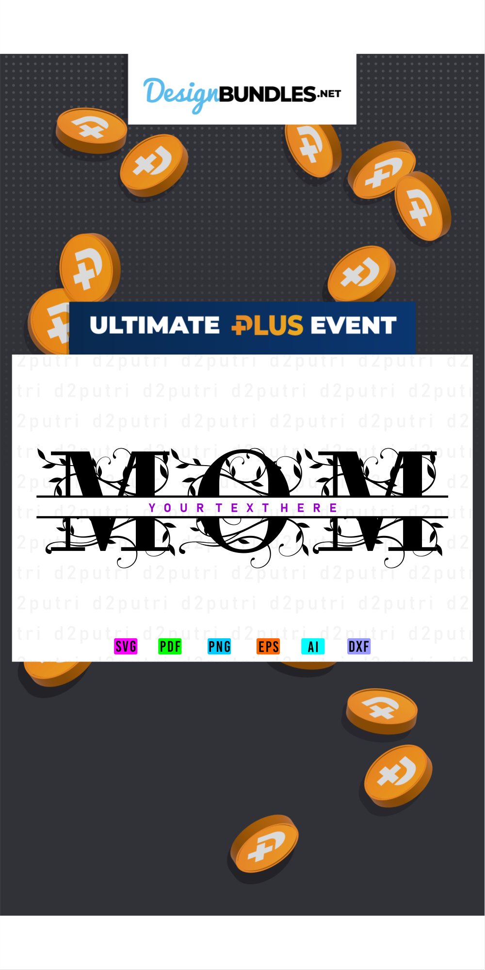 Mom Split Monogram With Floral SVG | Mothers Day Sign SVG