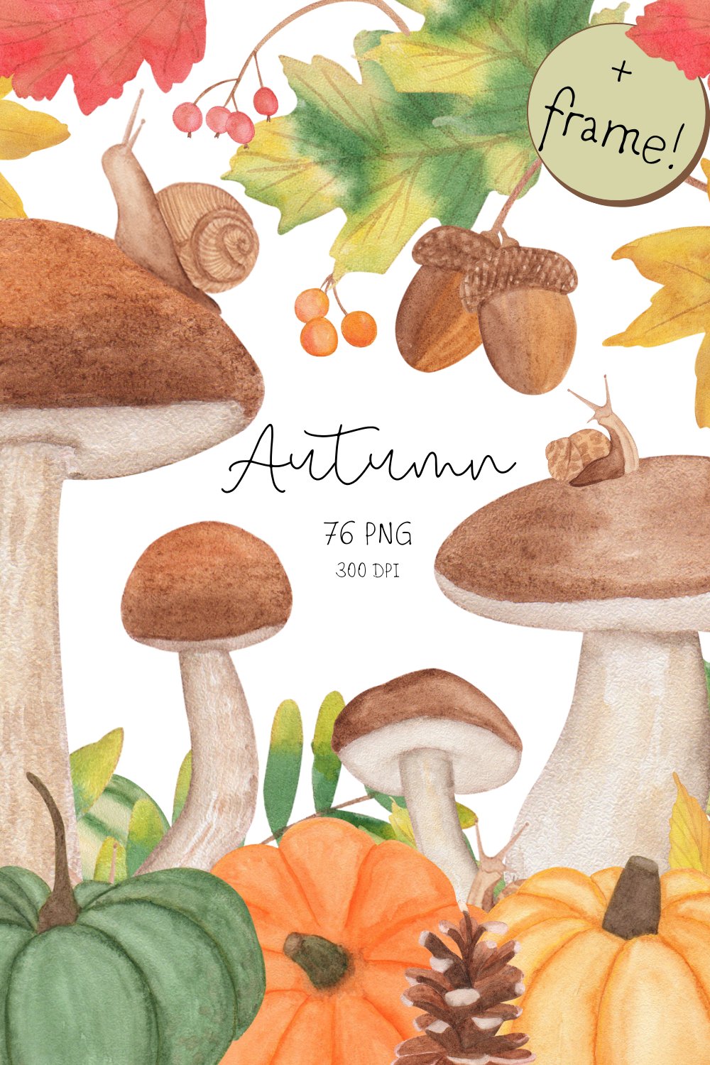 Autumn clipart watercolor, fall frame (1548838)