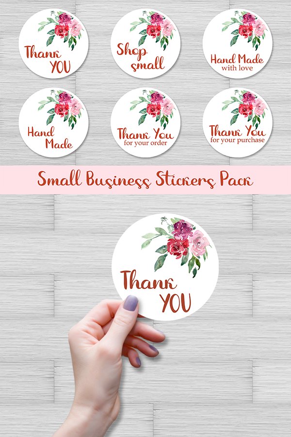 6 Small Business Stickers Pack. Png and jpg files