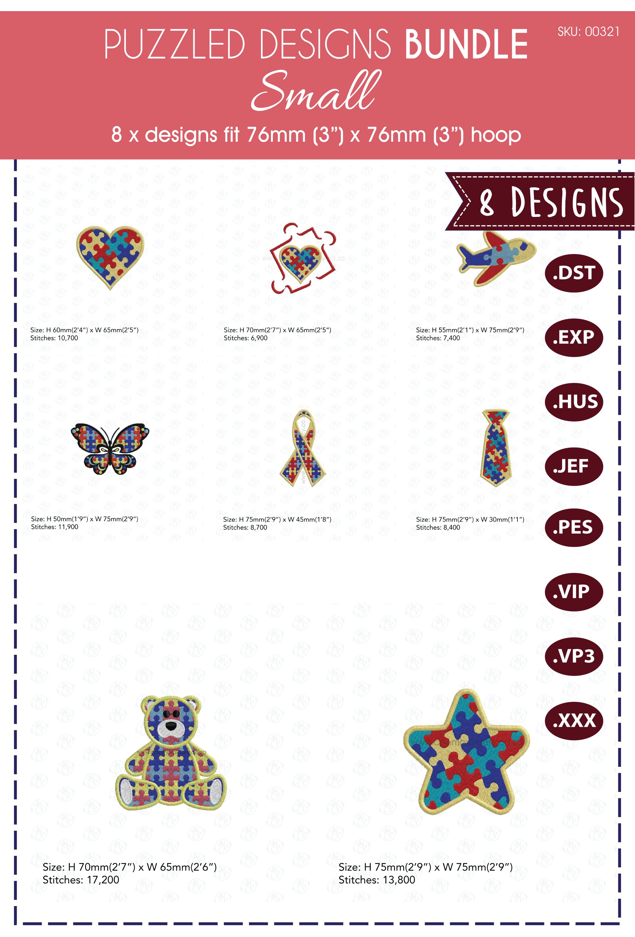 Puzzled Designs Bundle Small- 8 designs