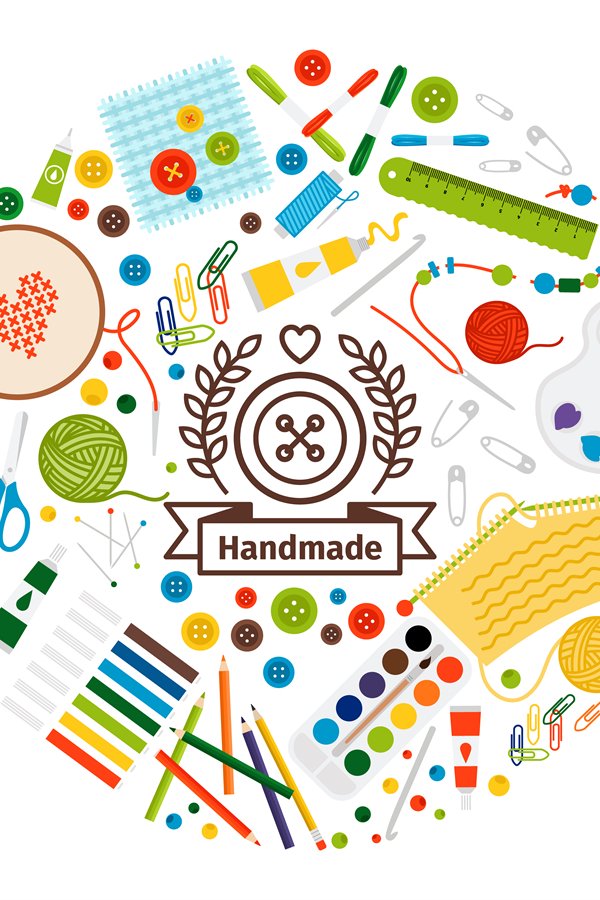 Handmade round poster with flat elements