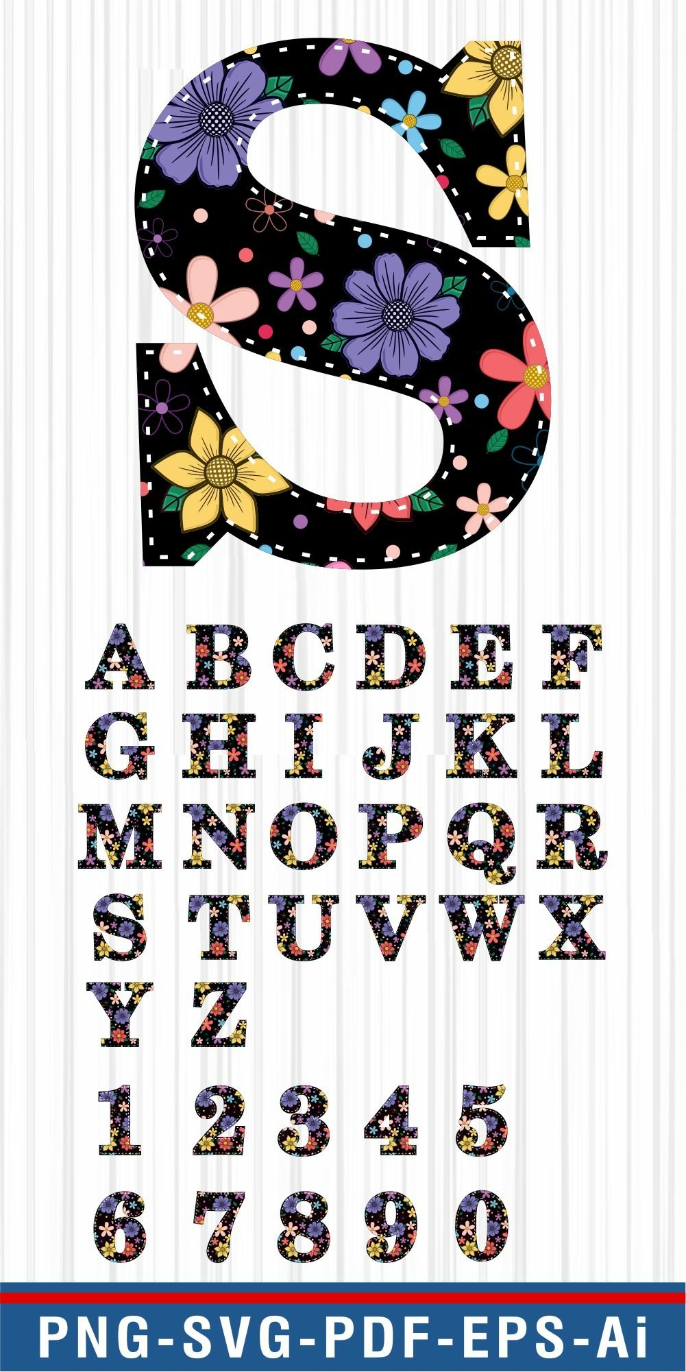 Flowers Alphabet Monogram Letters SVG, Floral Font SVG Set