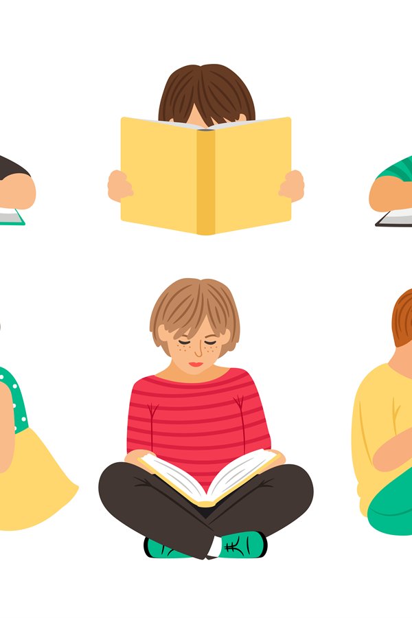 Cartoon reading kids