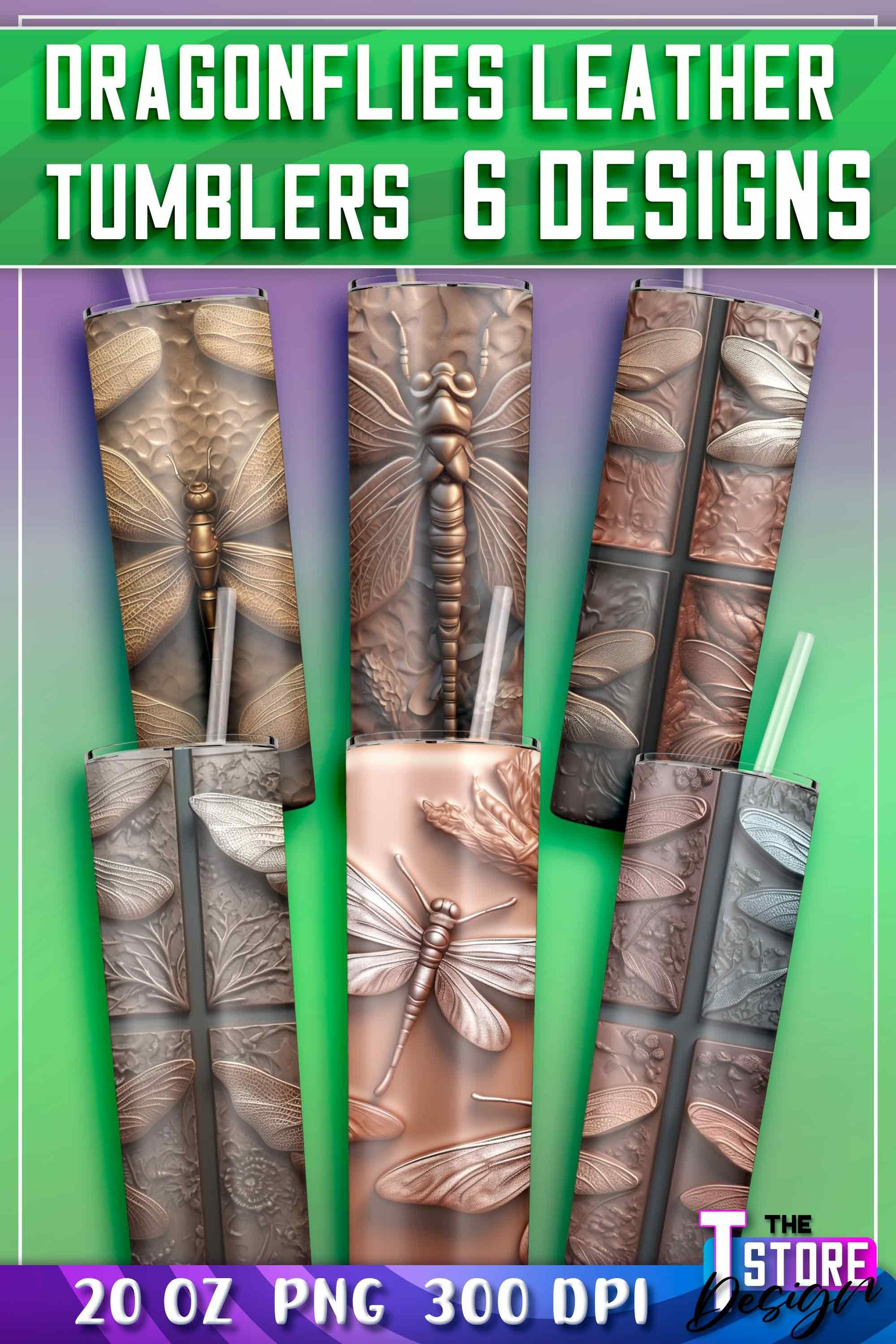 Dragonflies Leather Tumblers Wrap 20 oz. | PNG (2890671)