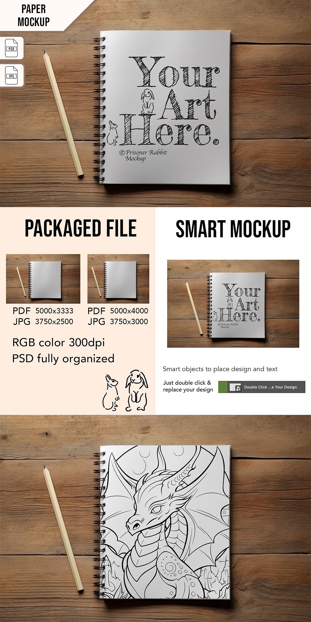 Sketch Pad Drawing Smart Mockup PSD & JPG Template (2773690)