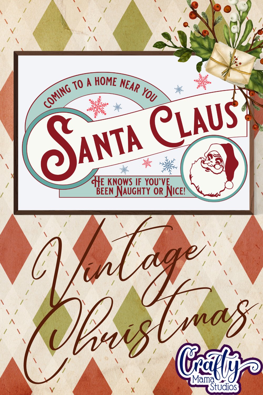 Santa Claus Sign, Vintage Christmas Farmhouse Svg