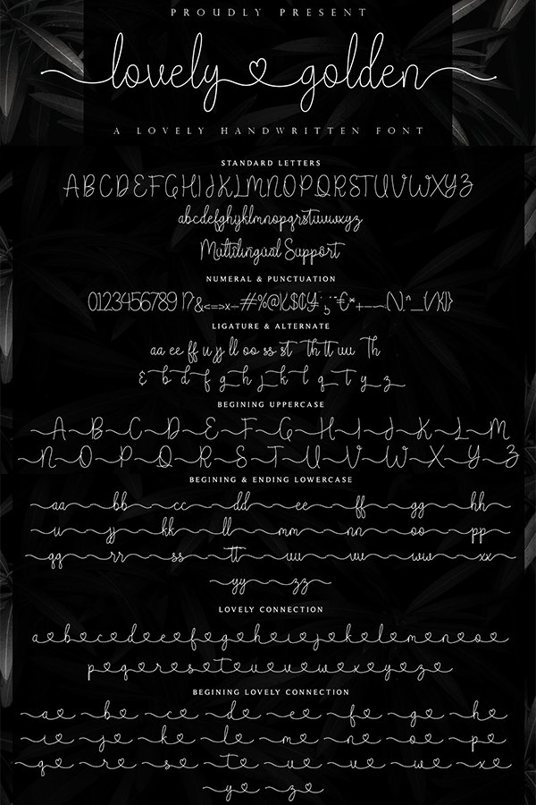 lovely golden - Lovely Handwritten Font With Heart (1170870)