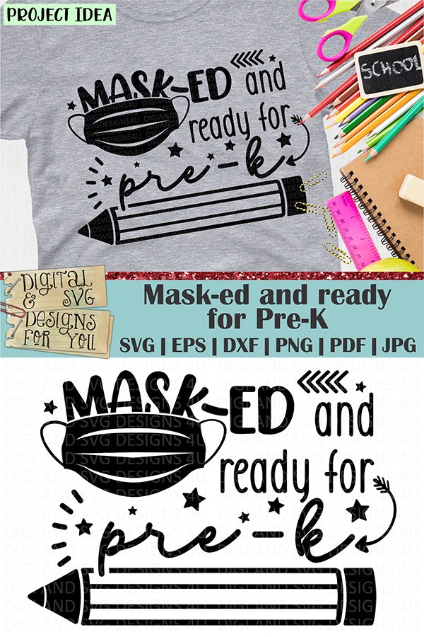Masked and ready for Pre-K | Back to school SVG | Mask SVG