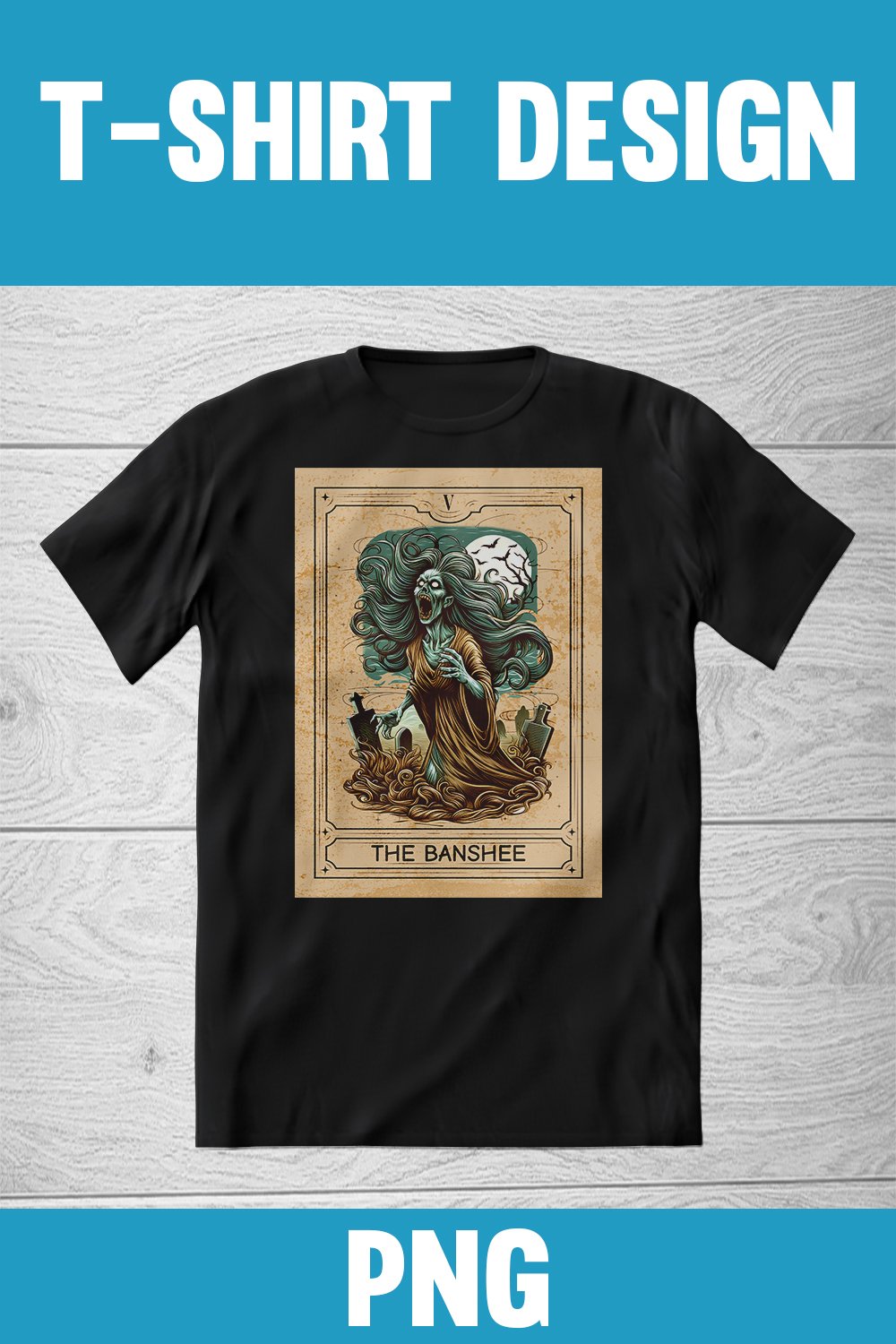 Halloween Banshee T-shirt Design Tarot Card Sublimation PNG