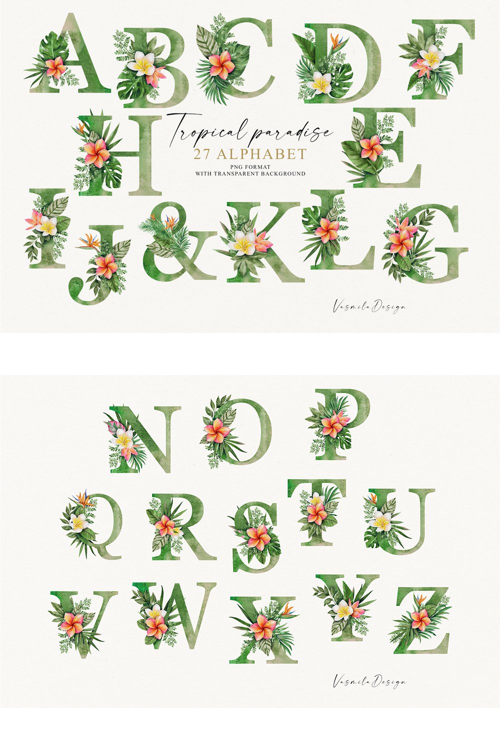 Watercolor Tropical Alphabet (3531409)