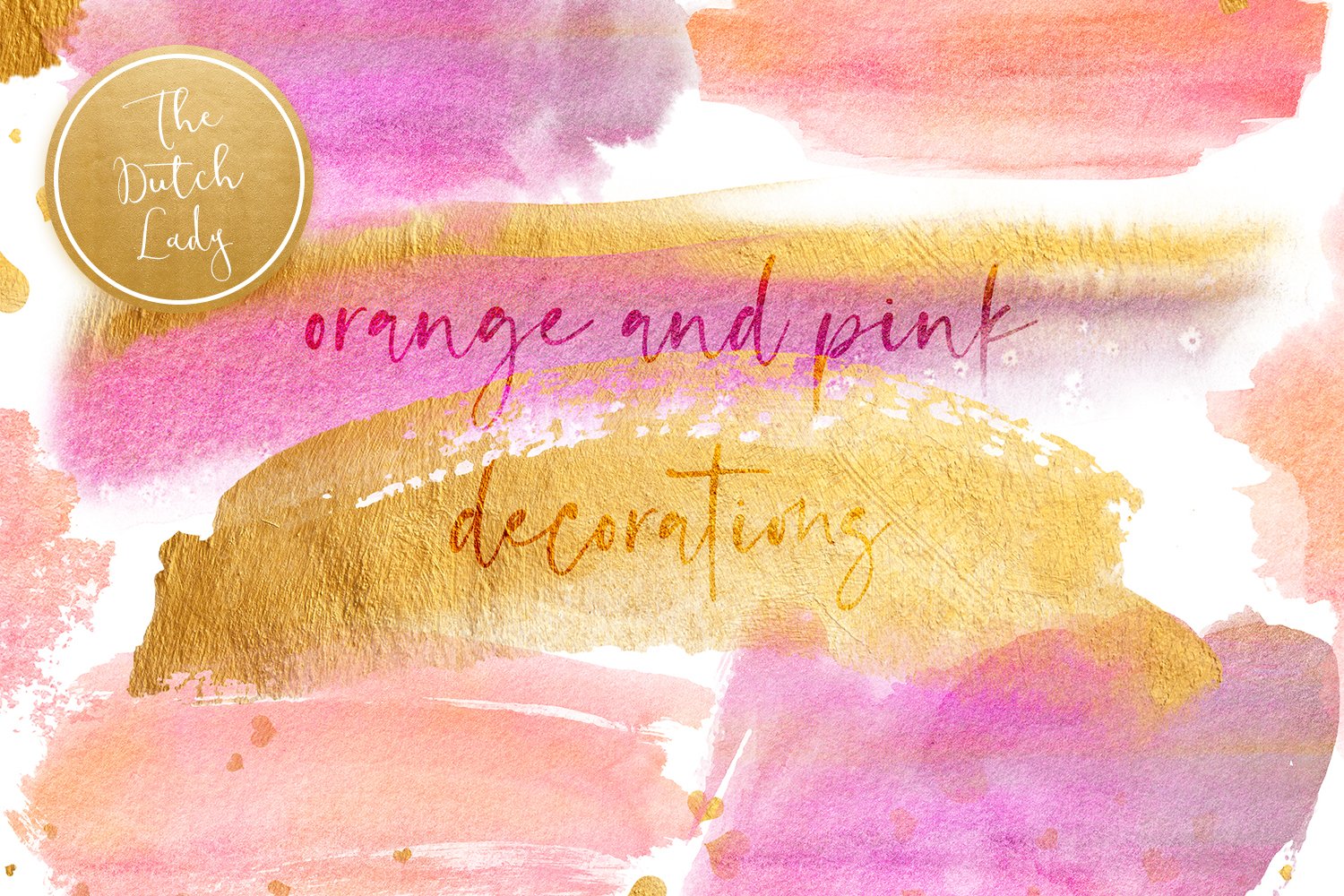Orange & Pink Watercolor Smear Clipart Set