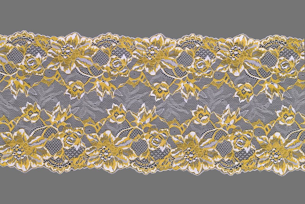 Yellow straight strip of lace fabric. Texture for (1220302)