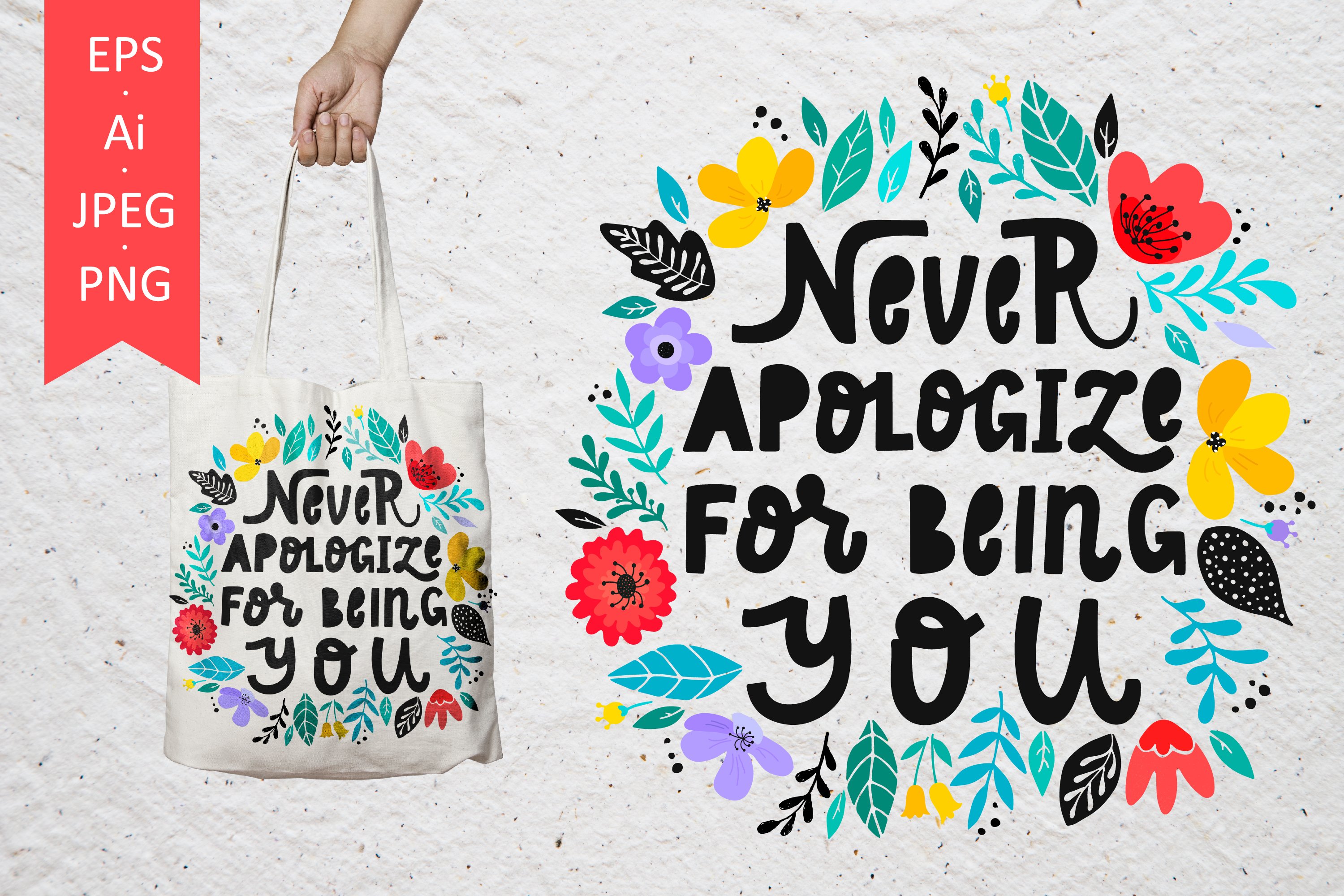 INSPIRATIONAL QUOTE WITH FLORAL WREATH (1306584)